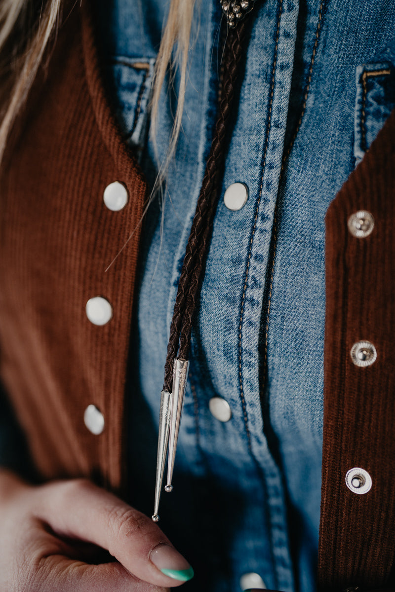 Blue Fire Agate Bolo- German Silver with Leather Brown Cord – Cold ...